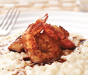Parmesan Risotto with Garlic Butter Prawns